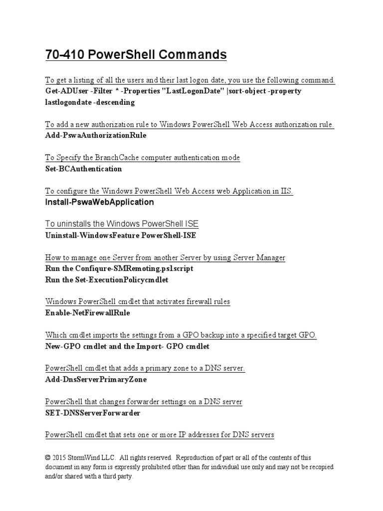 Powershell Commands PDF | PDF | Active Directory | Domain Name System