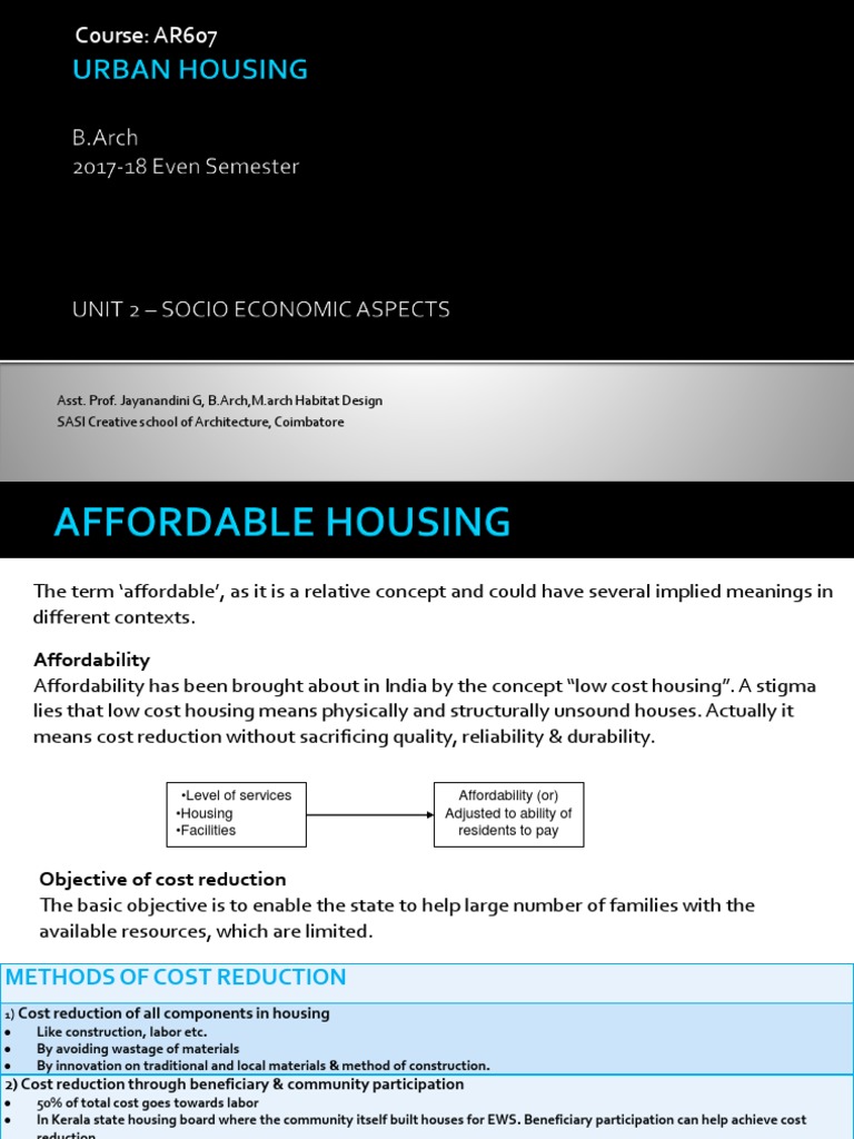 Unit 2 | PDF | Slum | Affordable Housing