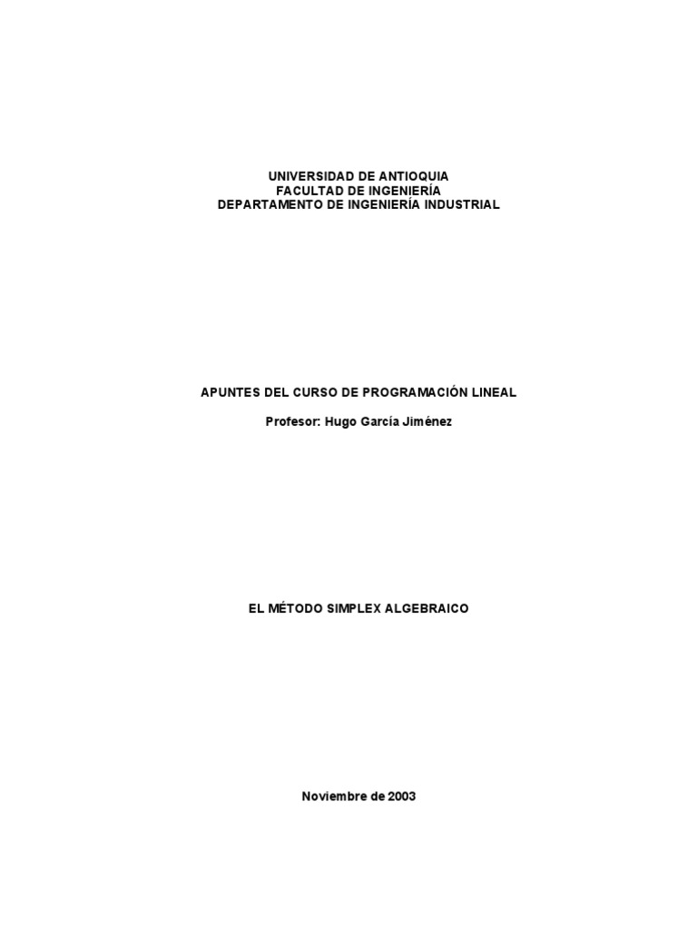 Metodo Simplex Algebraico | PDF | Matemática Elemental | Objetos ...
