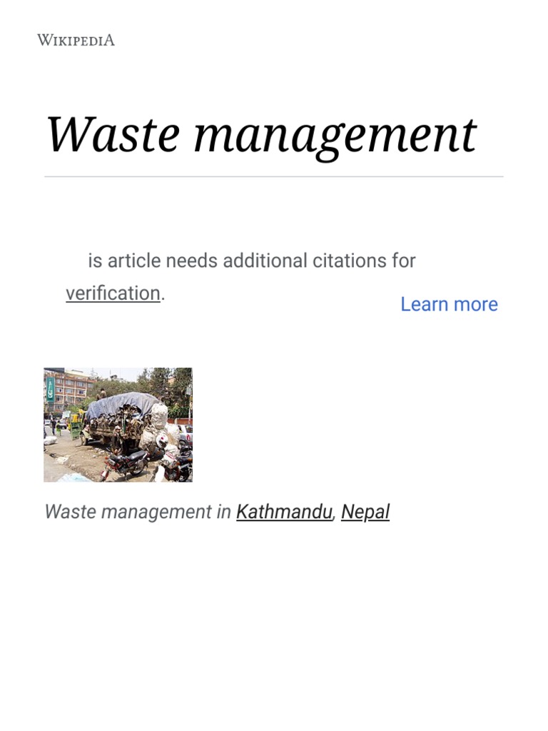 Waste Management - Wikipedia PDF | PDF | Waste Management | Incineration