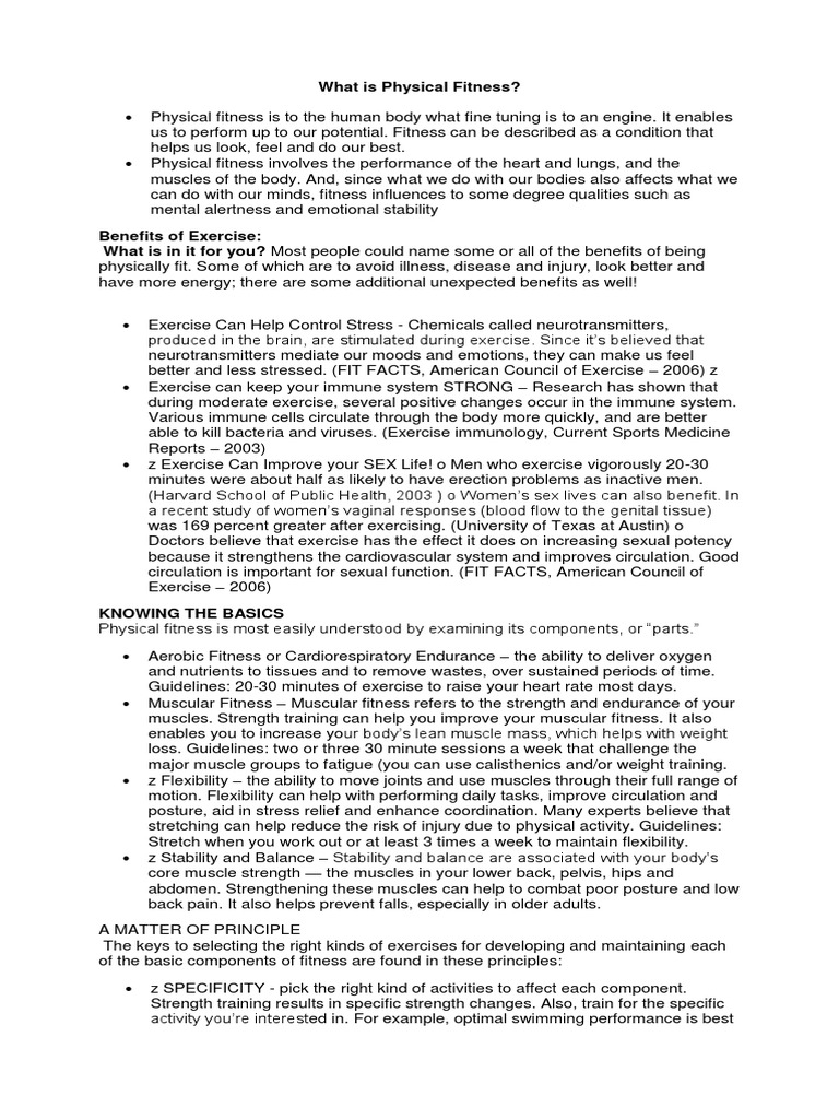 Understanding Physical Fitness Basics | PDF | Physical Fitness ...