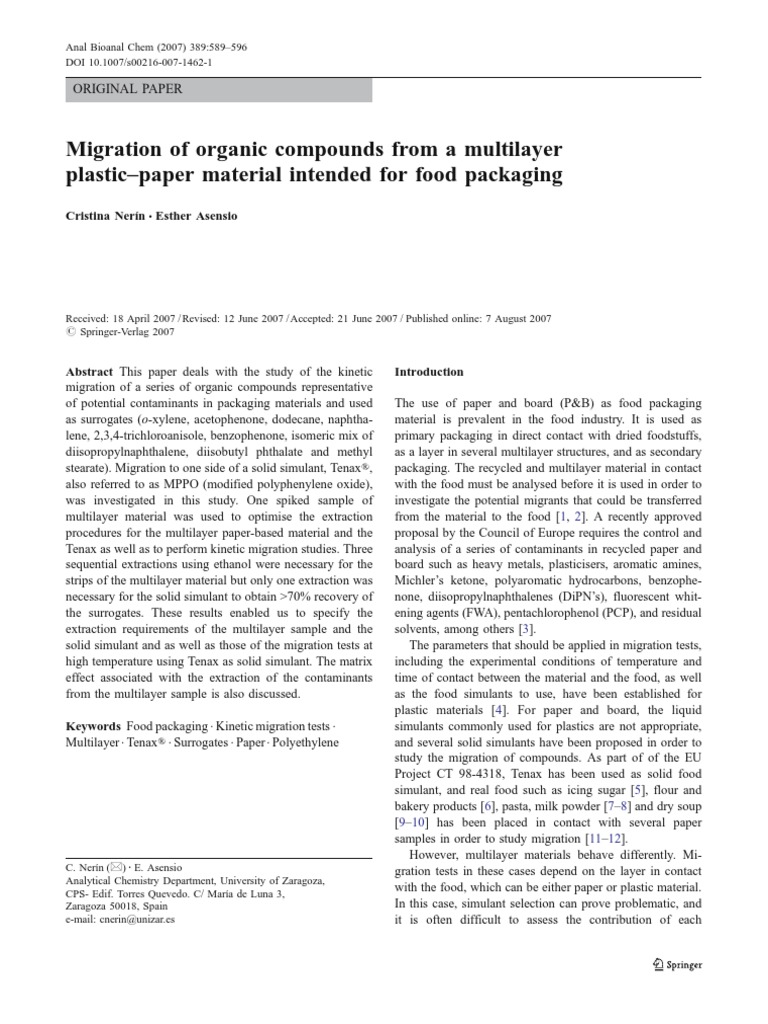 Migration of Organic Compounds From A Mu PDF | PDF | Gas Chromatography ...