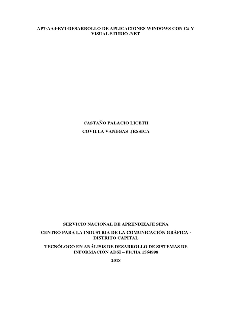 Desarrollo Aplicación Windows Con C# y Visual Studio .NET Laboratorio 15 | PDF | .NET Framework ...