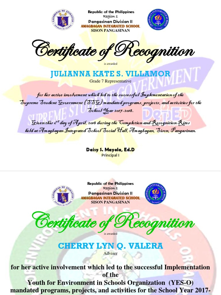 Certificate For SSG Officers | PDF