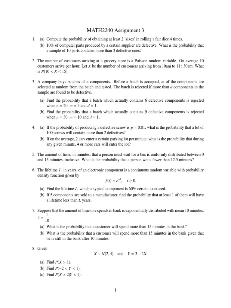Math2240 Assignment 3 | PDF | Random Variable | Probability Distribution