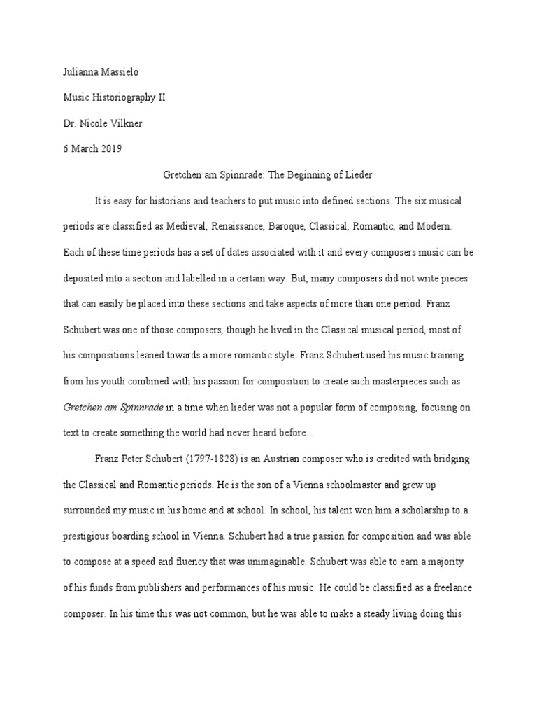 Gretchen Am Spinnrade The Beginning of Lieder | PDF | Franz Schubert ...