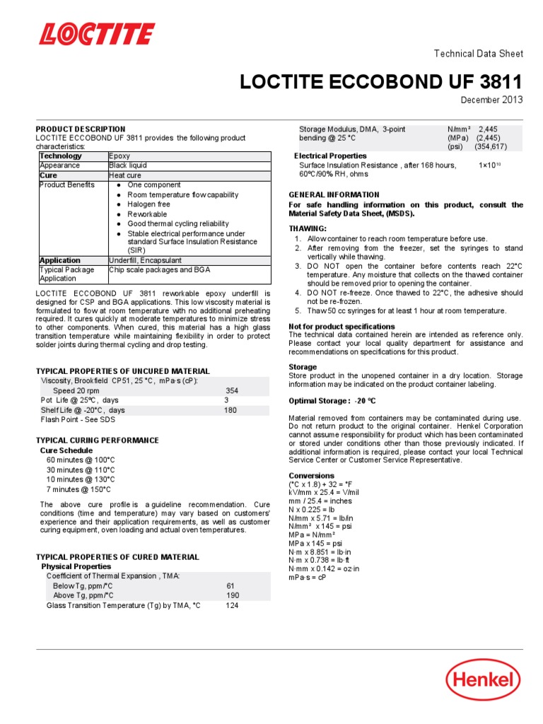 LOCTITE 3811 Eccobond Uf 3811 en | PDF | Epoxy | Trademark