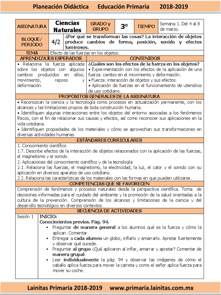 Planeación Didáctica Ciencias 3° Primaria | PDF | Imán | Sonido