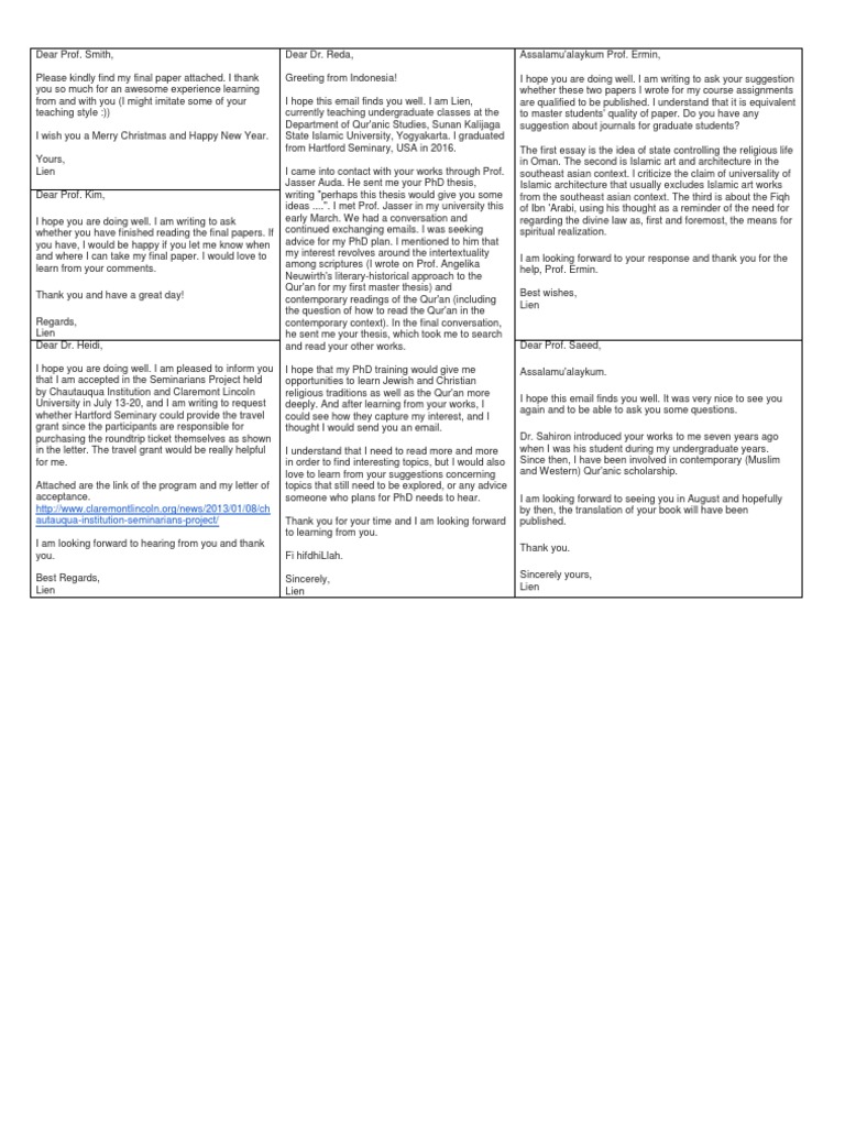 E Mail Samples | Download Free PDF | Quran | Islam