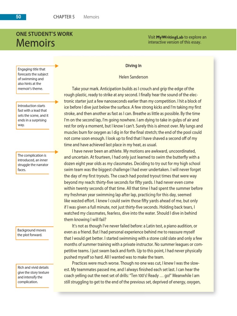 Memoir Sample | PDF | Swimming | Leisure