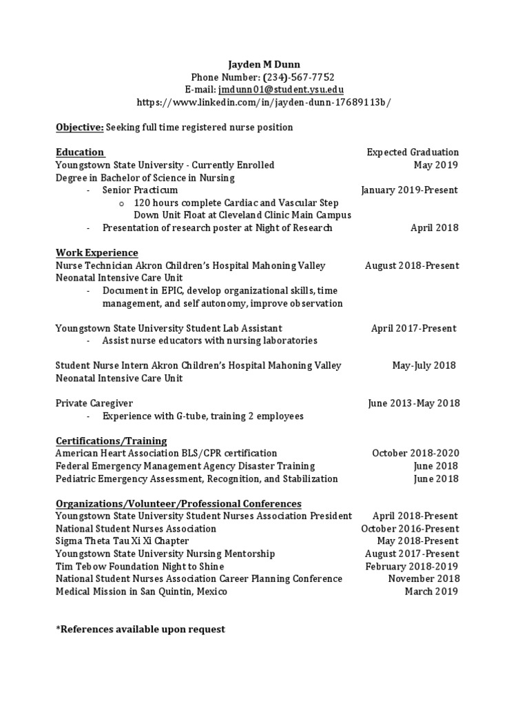 Jayden M Dunn Resume | PDF | Nursing | Health Care