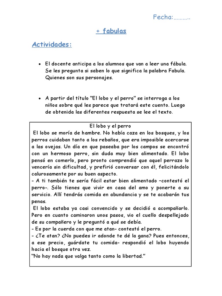 Fabula | PDF | Fábula | Comprensión lectora