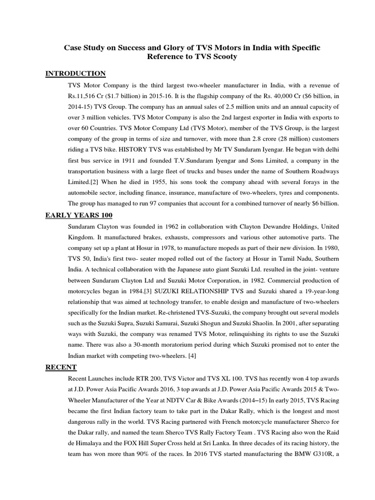 4.2 Case Study - TVS | PDF | Private Transport
