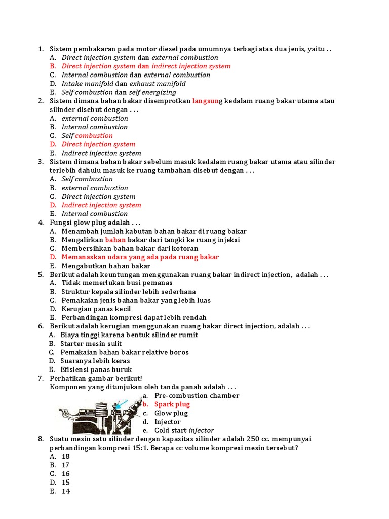 Soal Diesel Xii Uts2 | PDF