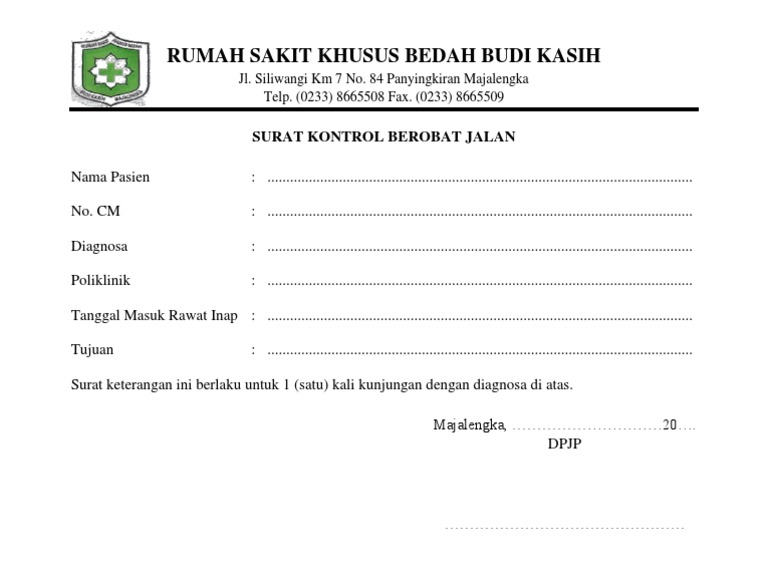 Surat Kontrol Berobat Jalan | PDF