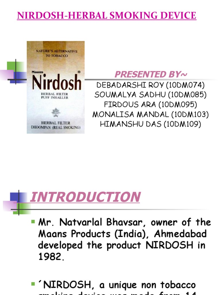 Nirdosh-Herbal Smoking Device | PDF | Cigarette | Smoke