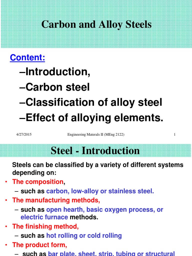 Carbon and Alloy Steel PDF | PDF | Steel | Stainless Steel