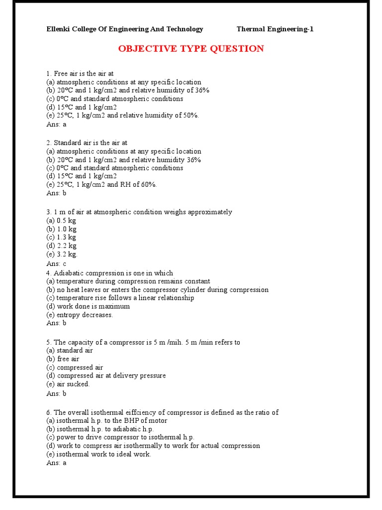 Objective Type Question: Ellenki College of Engineering and Technology ...