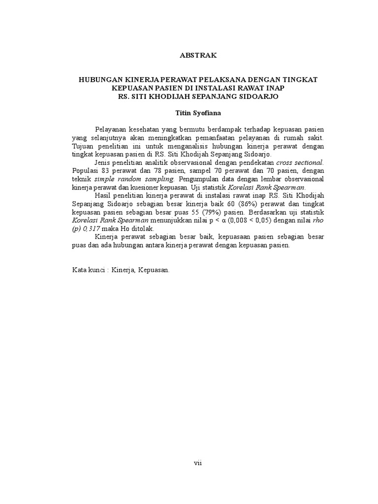 Abstrak: Korelasi Rank Spearman menunjukkan nilai p