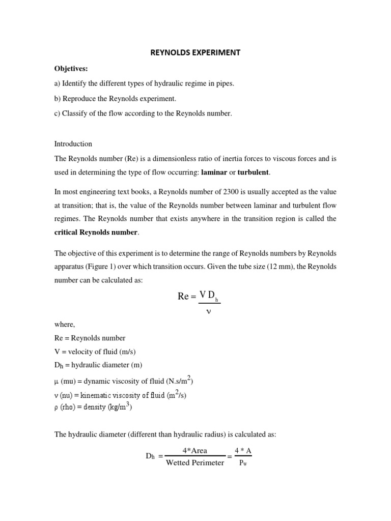 Reynolds Experiment | PDF | Reynolds Number | Turbulence