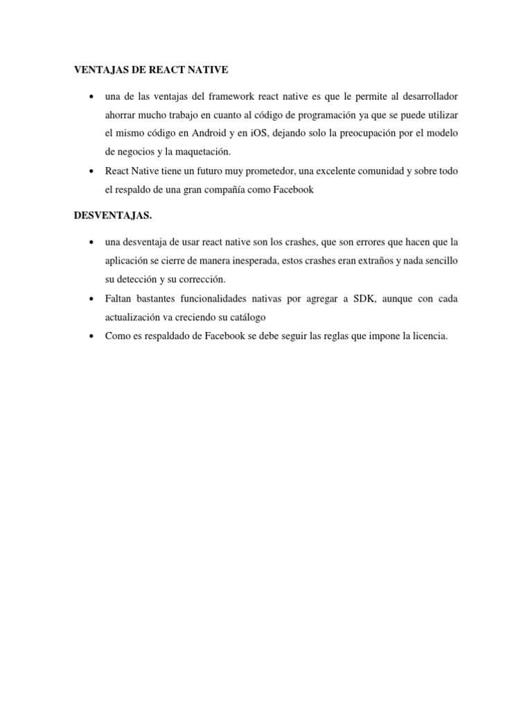 Ventajas de React Native | PDF | Android (sistema operativo ... Ventajas de React Native | PDF | Android (sistema operativo ...