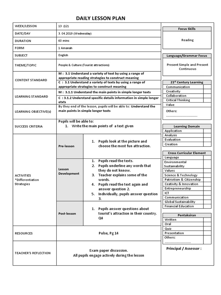 RPH F1.1 | PDF | Educational Technology | Lesson Plan