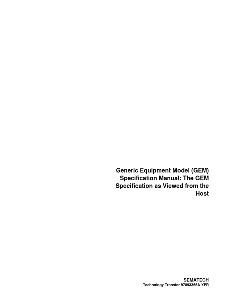 Generic Equipment Model GEM Specificatio | PDF | Specification ...