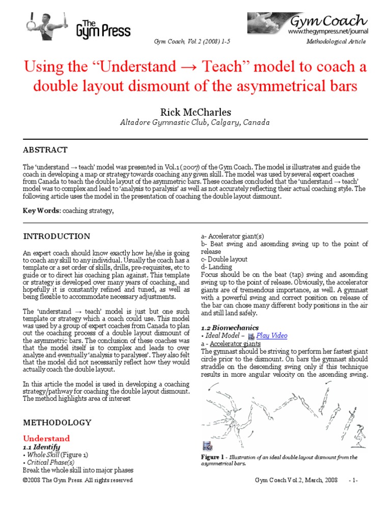 Using The "Understand Teach" Model To Coach A Double Layout Dismount of ...