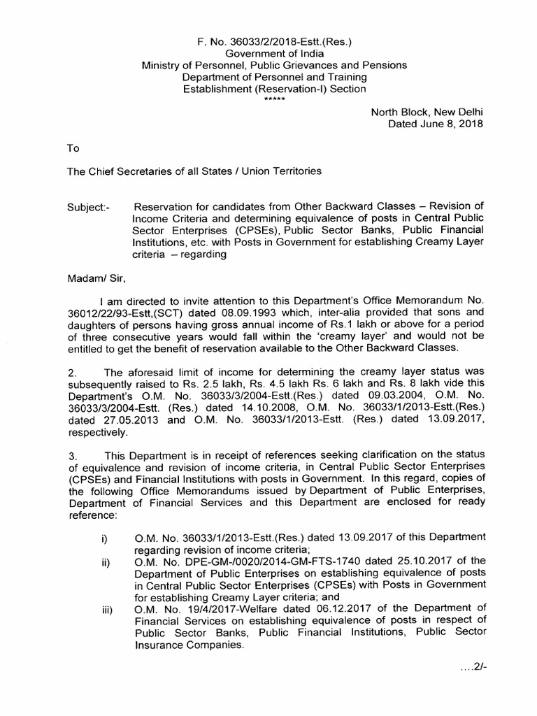 36036-2-2018 Estt ResSNCMw | PDF | Government Of India | Politics Of India 36036-2-2018 Estt ResSNCMw | PDF | Government Of India | Politics Of India