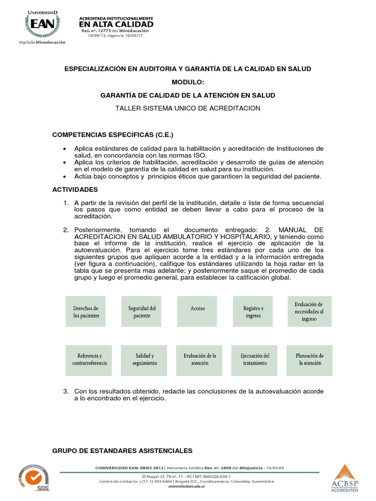 Taller Autoeval Estandar | PDF | Salud y bienestar | Medicina