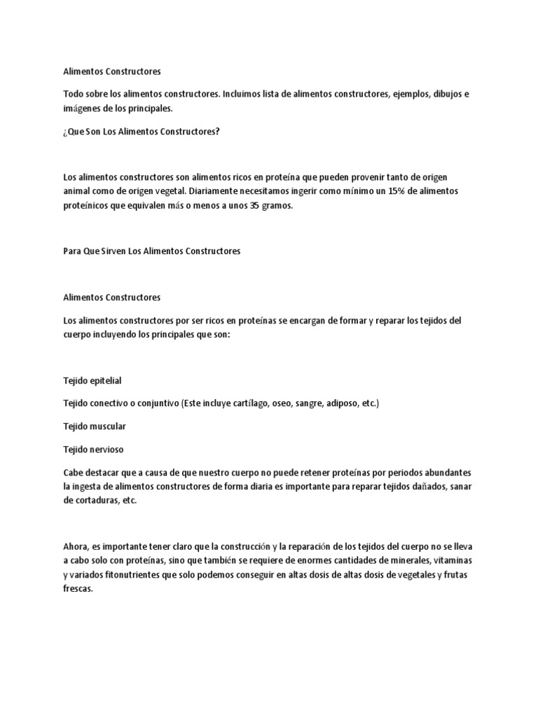 Alimentos Constructores | PDF | Legumbre | Alimentos