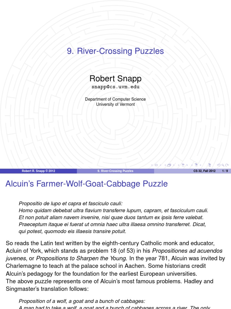 River-Crossing Puzzles: Robert Snapp | PDF | Teaching Mathematics