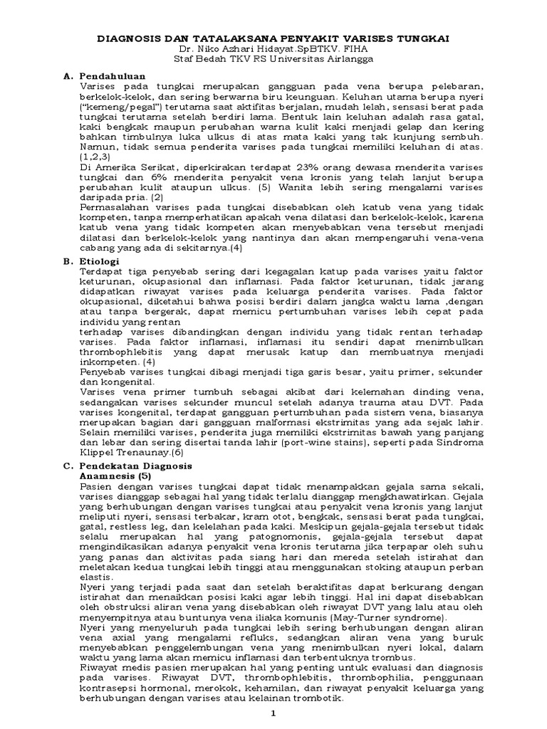 Diagnosis Dan Tatalaksana Penyakit Varises Tungkai | PDF