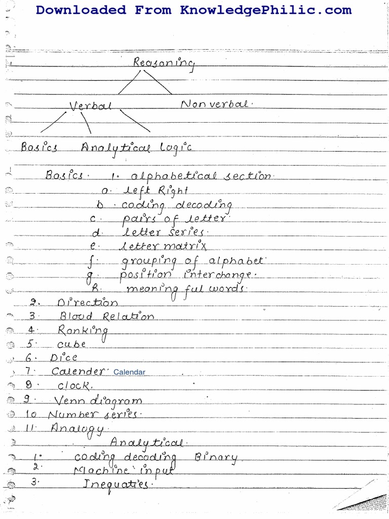 Reasoning HandWritten Notes (KnowledgePhilic - Com) PDF | PDF