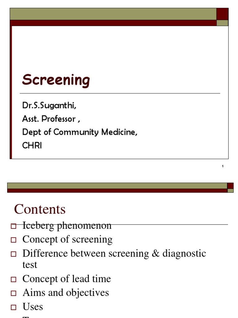 Screening For Disease | PDF | Screening (Medicine) | Sensitivity And ...