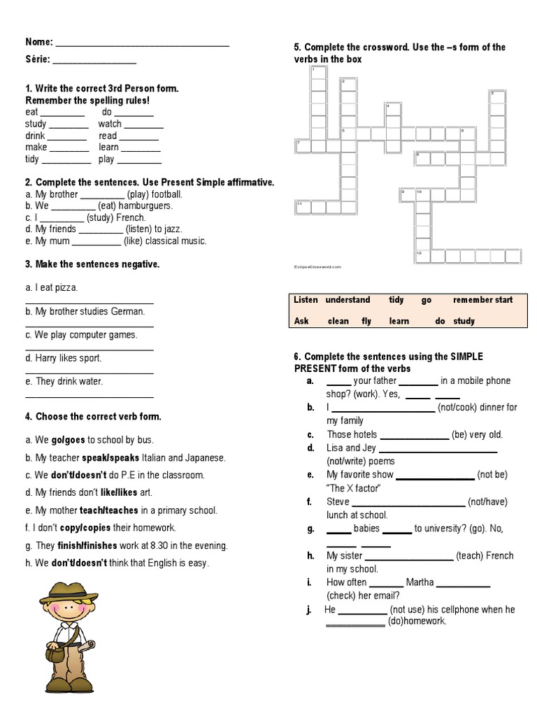 Atividade Simple Present | PDF | Linguistic Typology | Cognition