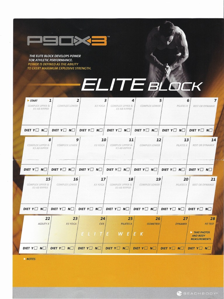 P90X3 Elite Block Workout Calendar PDF | PDF