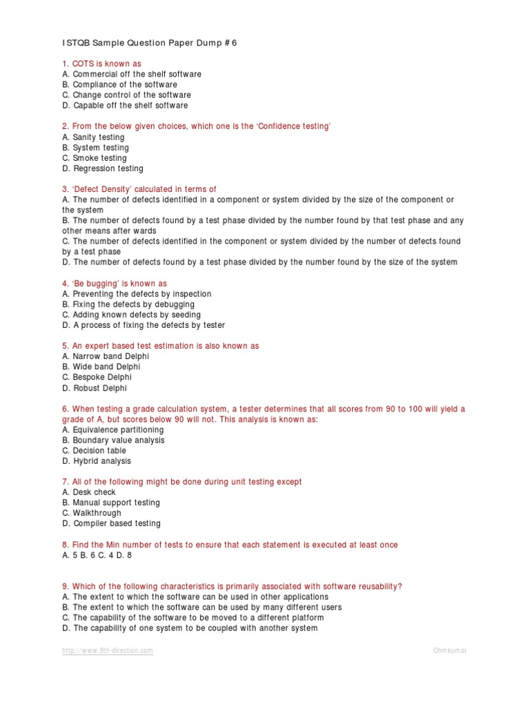 ISTQB Question Paper Dump 6 | PDF