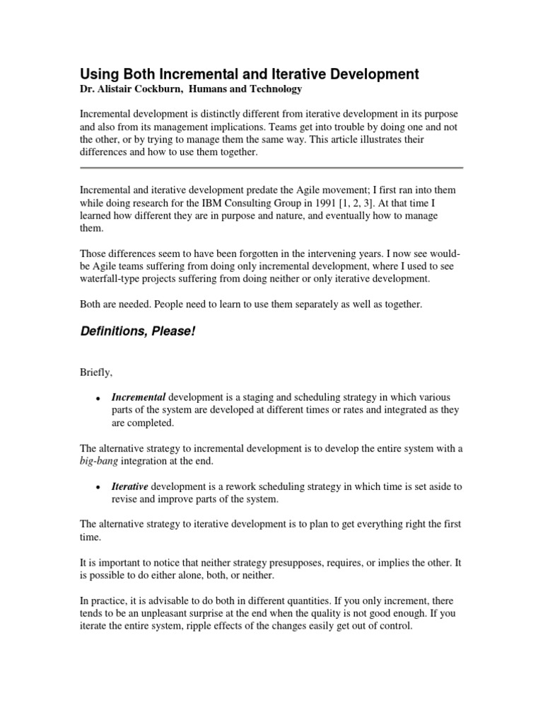 Incremental vs Iterative Development Guide | PDF | Agile Software ...