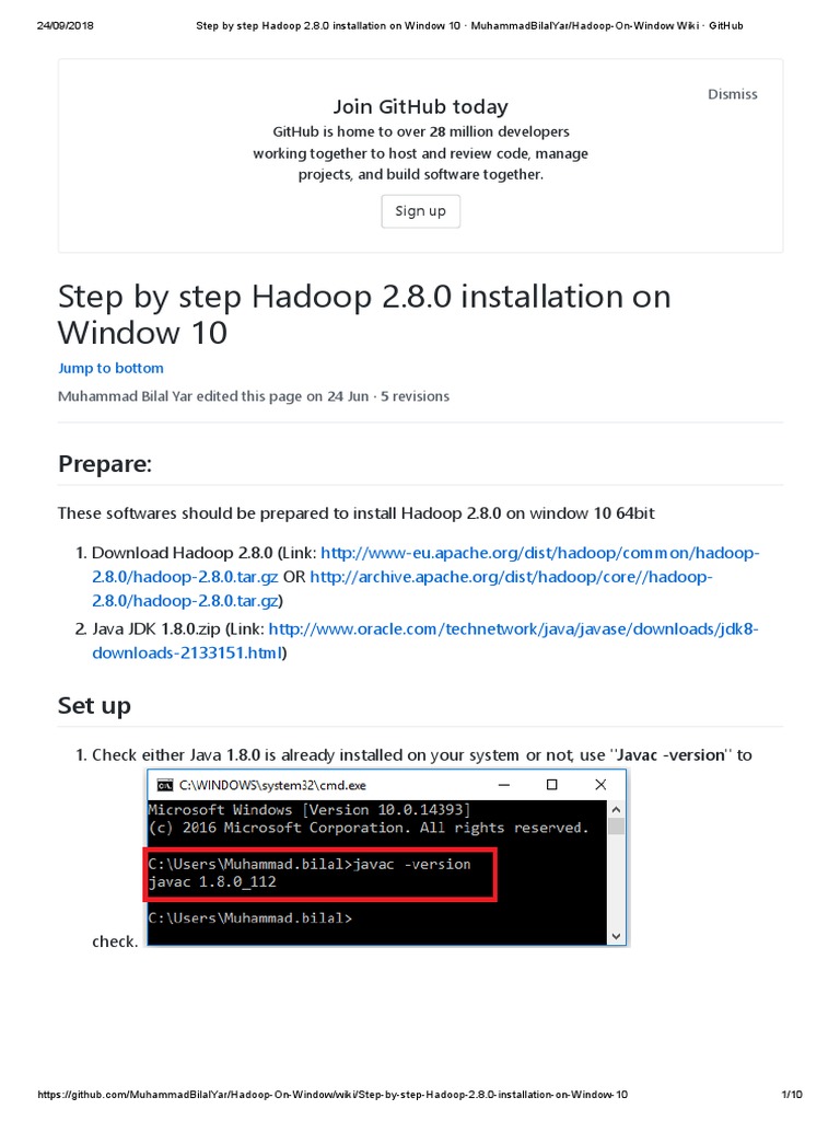 Install Hadoop-2.6.0 On Windows10 | PDF | Apache Hadoop | Computer File
