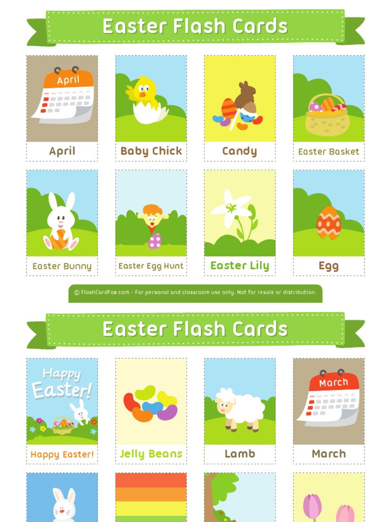 Easter Flash Cards 2x3 PDF | PDF