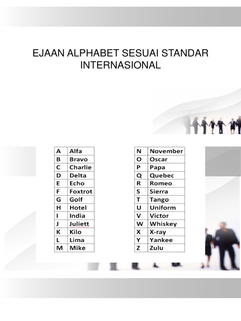 Ejaan Alphabet Sesuai Standar Internasional | PDF