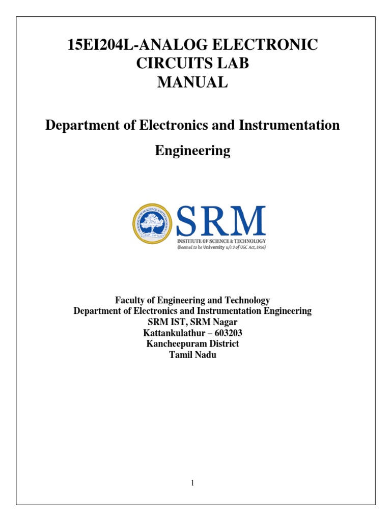 Analog Electronic Circuits Lab Manual PDF | PDF | Amplifier | Electronic Oscillator