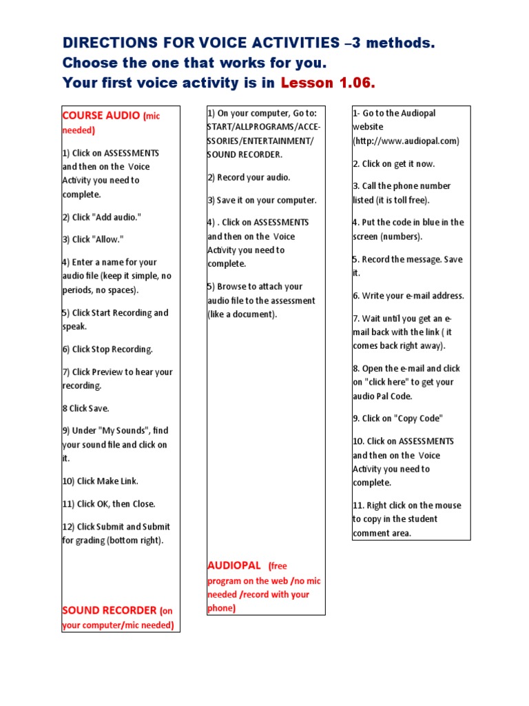 3 Methods Voice Activities | PDF | Computing | Electronics