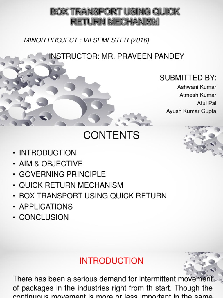 Box Transport Using Quick Return Mechanism | PDF | Machines ...