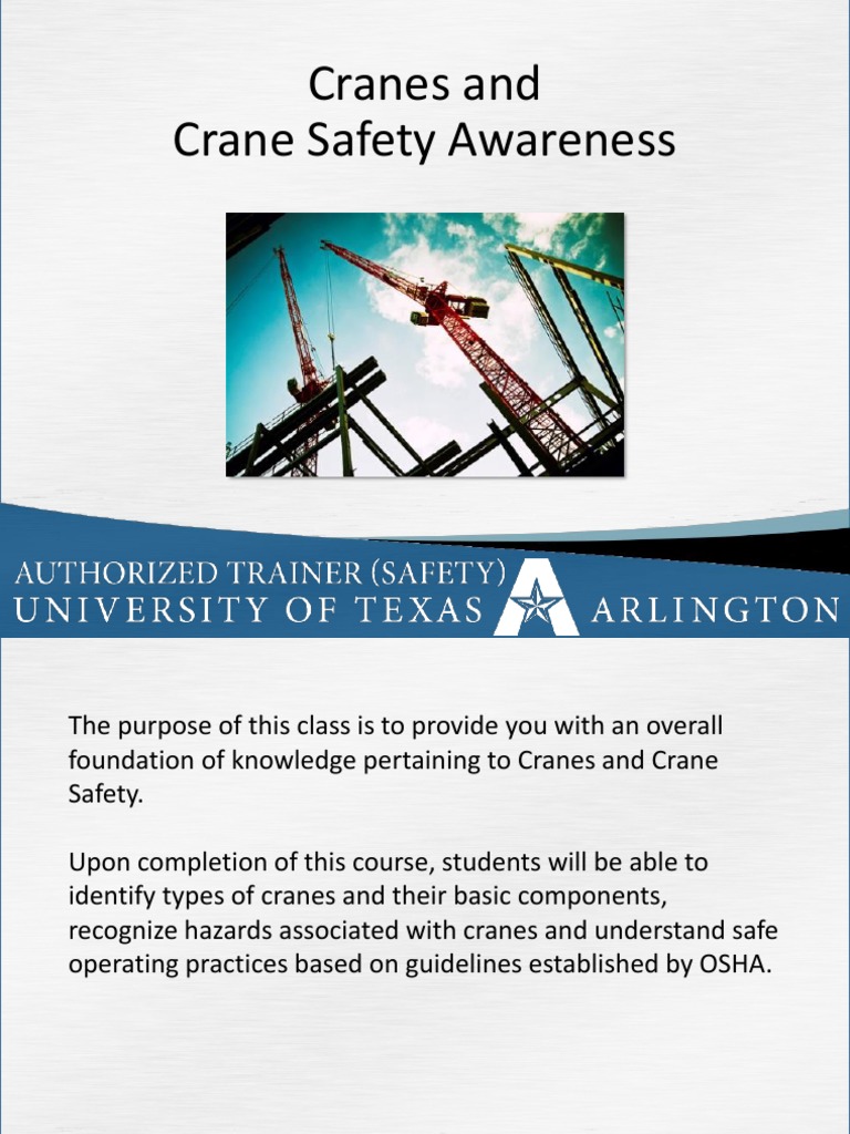 UTA AST-Crane Safety Awareness | PDF | Crane (Machine) | Occupational Safety And Health ...