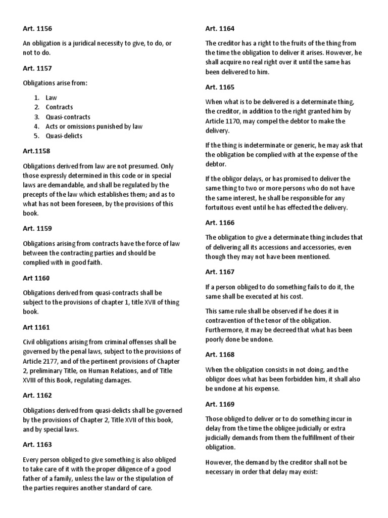 article 1156-1178.docx | Negligence | Common Law