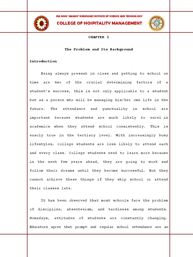 College of Hospitality Management: The Problem and Its Background | PDF ...