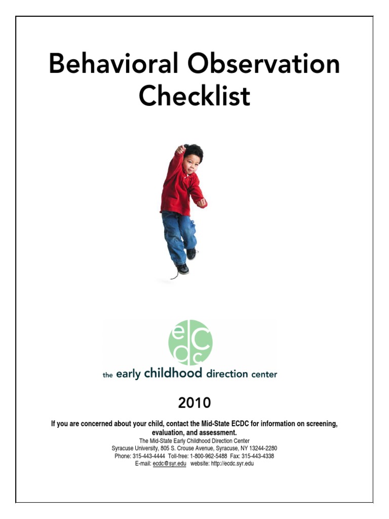 Behavioral Observation Checklist-2010 | PDF | Observation | Action ...