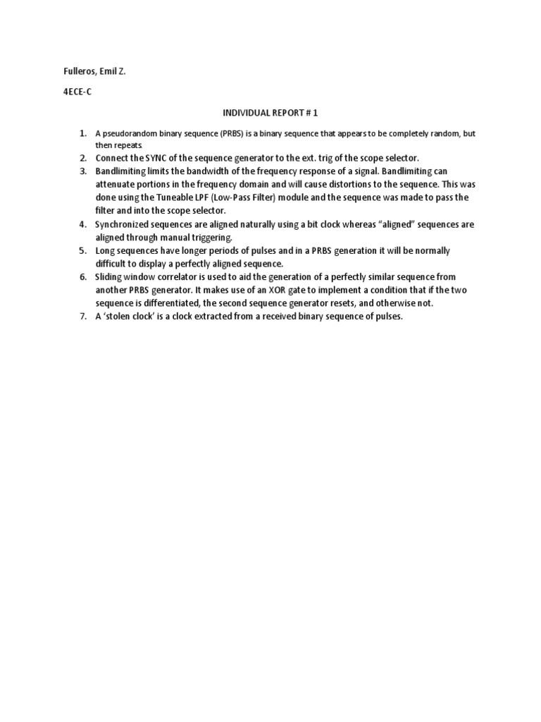 A Pseudorandom Binary Sequence (PRBS) Is A Binary Sequence That Appears ...